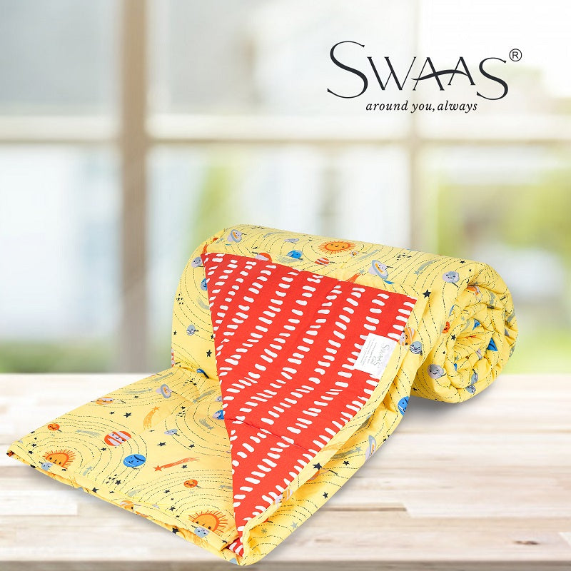 Swaas Space Galaxy 100% Cotton Antimicrobial Kids Reversible Quilt